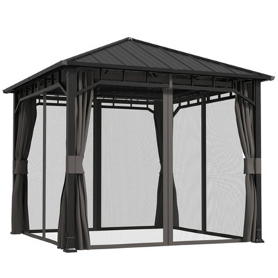 Outsunny 3 x 3 m Hardtop Gazebo with Galvanised Steel Roof and Sides