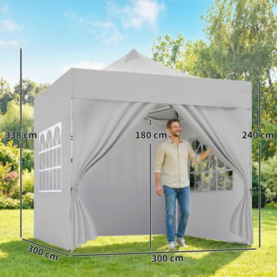 Outsunny 3 x 3 m Heavy Duty Pop Up Gazebo with Sides, UPF50+ Marquee Gazebo