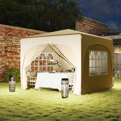 Outsunny 3 x 3(m) UPF50+ Pop Up Gazebo with Sides and Carry Bag, Sand