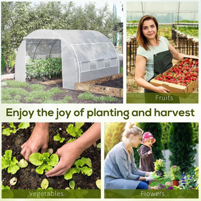 Outsunny 3 x 3 x 2 m Polytunnel Greenhouse Pollytunnel Tent w/ Steel ...