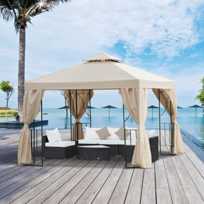 Outsunny 3 x 3m Garden Metal Gazebo Sun Shade Shelter Outdoor Party ...