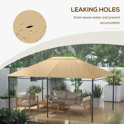 Outsunny 3 x 4m Gazebo Canopy Replacement Gazebo Roof Cover, Khaki