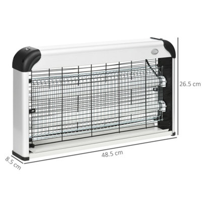 Outsunny 30W Mosquito Insect Killer Pest Bug Trap Lamp UV Fly Zapper Silver