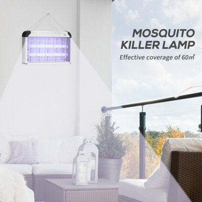 Outsunny 30W Mosquito Insect Killer Pest Bug Trap Lamp UV Fly Zapper Silver