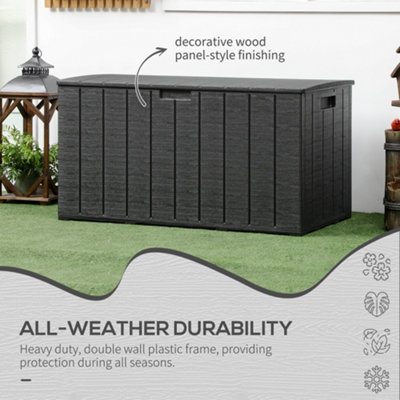 Outsunny 336 Litre Rolling Outdoor Garden Storage Box, Plastic ...