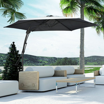 Outsunny 3m Cantilever Parasol with Easy Lever Crank Handle 6 Metal ...