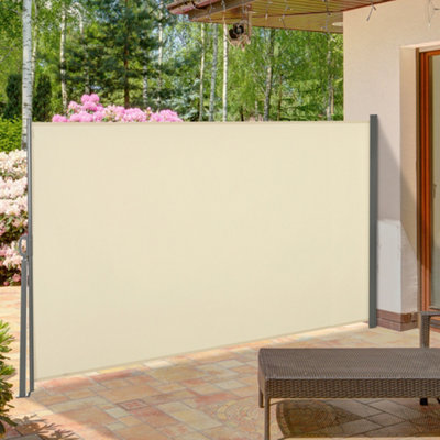 Outsunny 3x1.6M Retractable Side Awning Screen Fence Patio Privacy ...