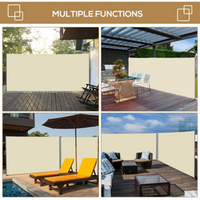 Outsunny 3x2M Retractable Side Awning Screen Fence Patio Privacy ...