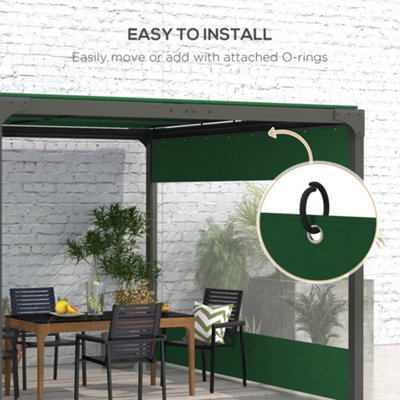 Outsunny 3x2m Side Panels with Large Window, for 3(m) Long Pergola, Green
