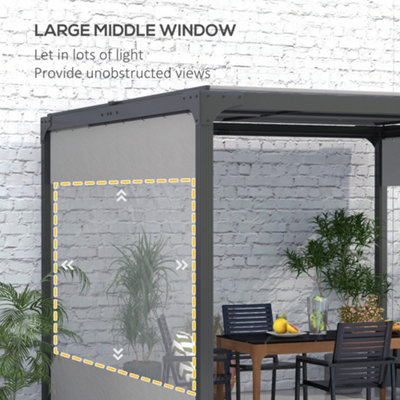 Outsunny 3x2m Side Panels with Large Window, for 3(m) Long Pergola, Grey