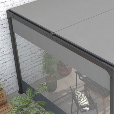 Outsunny 3x2m Side Panels with Large Window, for 3(m) Long Pergola, Grey