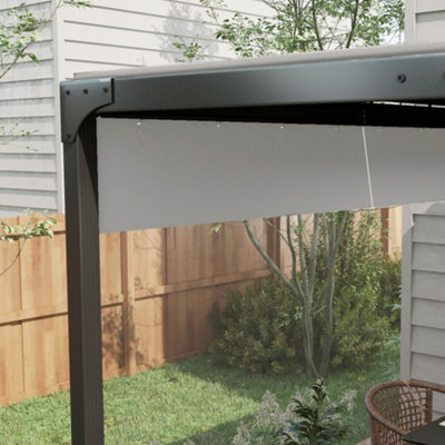 Outsunny 3x2m Side Panels with Large Window, for 3(m) Long Pergola, Grey