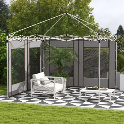 Outsunny 3x3(m) or 3x6m Pop Up Gazebo Side Panels with Windows, Grey