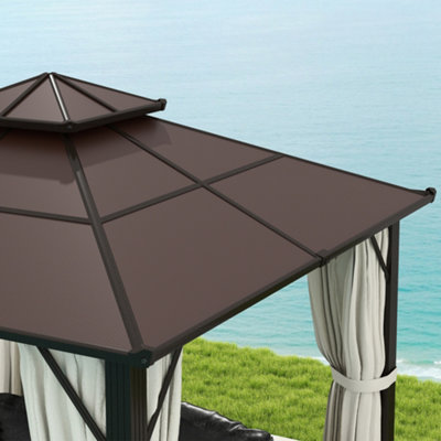 Outsunny 3x3(m) Polycarbonate Hardtop Gazebo with Aluminium Frame, Beige