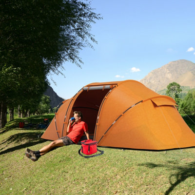 Outsunny 4 Person Camping Tent Dome Family Travel Group Hiking Room Fishing