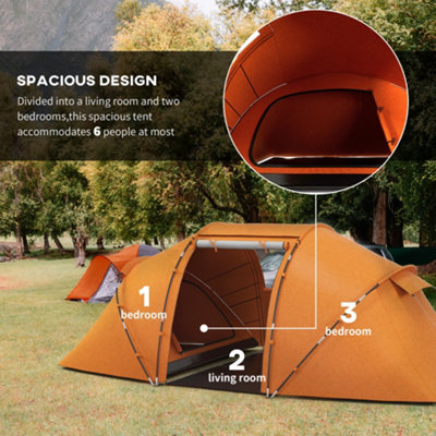 Outsunny 4 Person Camping Tent Dome Family Travel Group Hiking Room Fishing