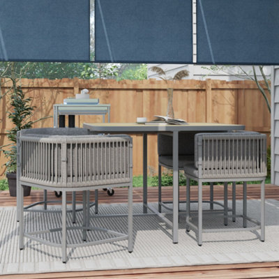 Outsunny 4 Seater Rattan Dining Set with Cushions, Grey