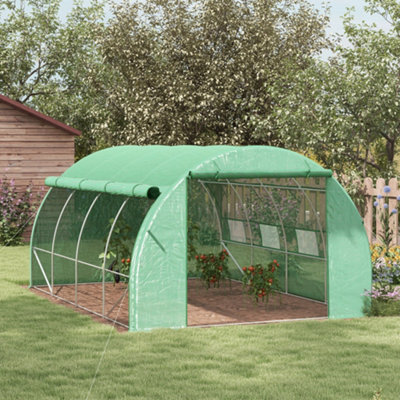 Outsunny 4 x 3 x 2 m Polytunnel Greenhouse Pollytunnel Tent Steel Frame ...