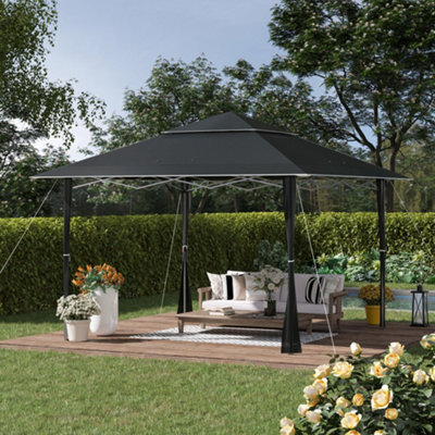 Outsunny 4 x 4m Outdoor Pop-Up Canopy Tent Gazebo Adjustable Legs Bag ...