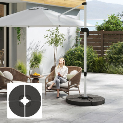 Outsunny 4PCs Cantilever Offset Patio Parasol Base Stand, Water & Sand ...