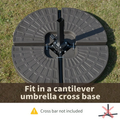 Outsunny 4PCs Cantilever Offset Patio Parasol Base Stand, Water & Sand ...