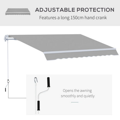 Outsunny 4x2.5m Manual Awning Window Door Sun Weather Shade Handle ...
