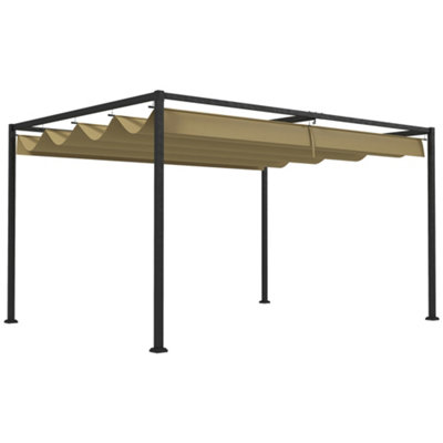 Outsunny 4x3(m) Metal Pergola Gazebo Patio Sunshelter Retractable ...
