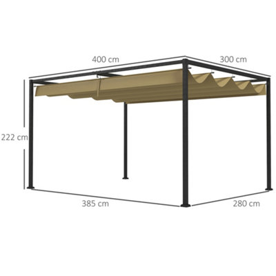 Outsunny 4x3(m) Metal Pergola Gazebo Patio Sunshelter Retractable ...