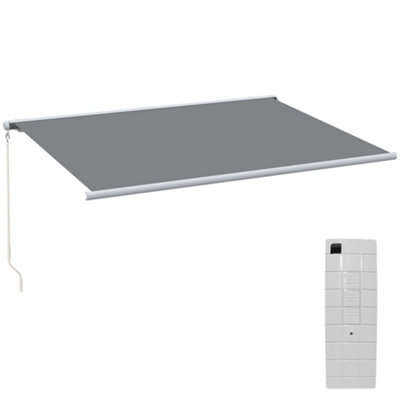 Outsunny 4x3m Full Cassette Electric Retractable Awning for Patio Door ...
