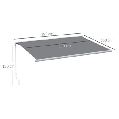 Outsunny 4x3m Full Cassette Electric Retractable Awning for Patio Door ...