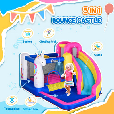 Outsunny 5 in 1 Bouncy Castle for Children with Blower, for Ages 3-8 Years