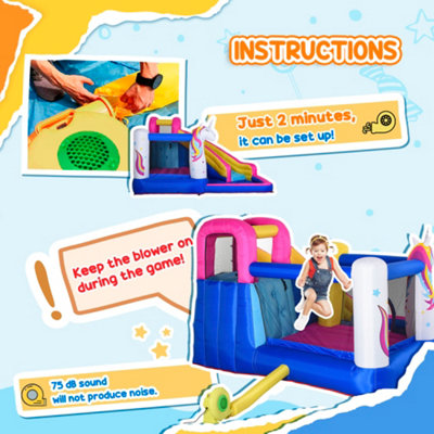 Outsunny 5 in 1 Bouncy Castle for Children with Blower, for Ages 3-8 Years
