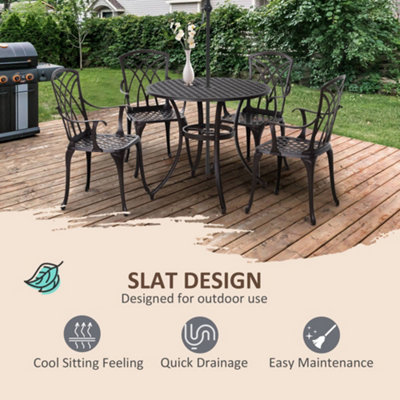 Outsunny 5 PCs Garden Dining Set, Garden Furniture Set, Brown
