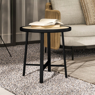 Outsunny 50.5cm Round Garden Table with SPC Tabletop, Nature Wood Finish