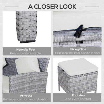 Outsunny 5Pcs Rattan Dining Corner Sofa Set, Garden Furniture Set, Beige