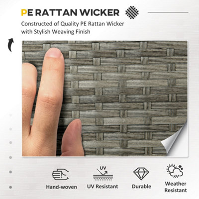 Outsunny 5Pcs Rattan Dining Corner Sofa Set, Garden Furniture Set, Dark ...