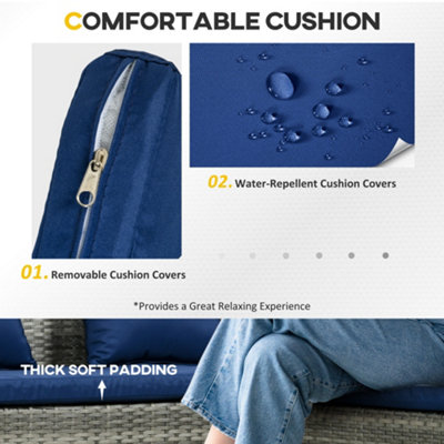 Outsunny 5Pcs Rattan Dining Corner Sofa Set, Garden Furniture Set, Dark ...