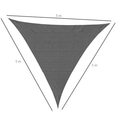 Outsunny 5x5m Triangle Sun Shade Sail UV Protection HDPE Canopy w ...