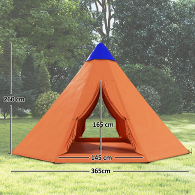 OUTSUNNY 6-7 PERSON LARGE FAMILY PARTY CAMPING TENT W/ CARRYING BAG, ORANGE