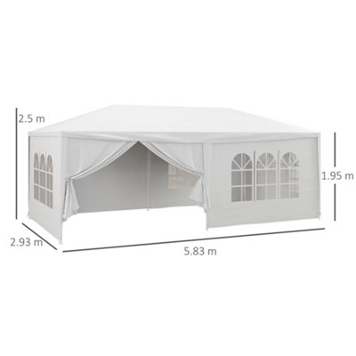 Outsunny 6 x 3(m) Outdoor Gazebo Canopy Party Tent with 6 Removable ...