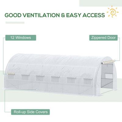 Outsunny 6 x 3 x 2 m Polytunnel Greenhouse Pollytunnel Tent w/ Steel ...