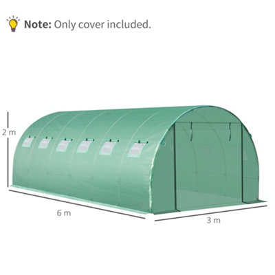 Outsunny 6 x 3 x 2m Greenhouse Replacement Cover ONLY for Tunnel Greenhouse