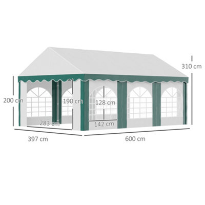 Outsunny 6 x 4m Marquee Gazebo, Party Tent with Sides and Double Doors