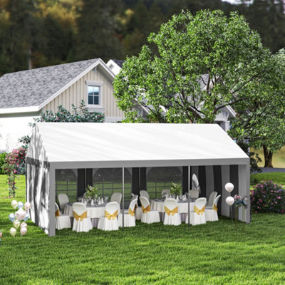 Outsunny 6 x 4m Party Tent, Marquee Gazebo with Sides, Windows and ...