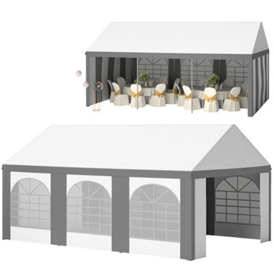 Outsunny 6 x 4m Party Tent, Marquee Gazebo with Sides, Windows and ...