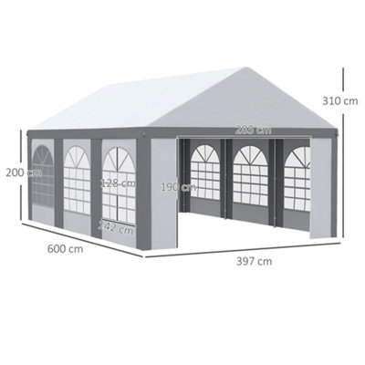 Outsunny 6 x 4m Party Tent, Marquee Gazebo with Sides, Windows and ...