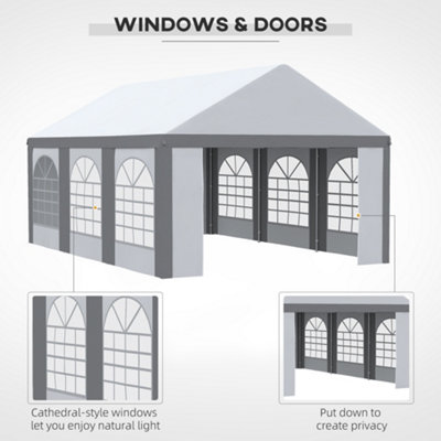 Outsunny 6 x 4m Party Tent, Marquee Gazebo with Sides, Windows and ...