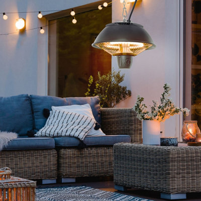 Outsunny 600W Electric Heater Ceiling Hanging Halogen Light with ...