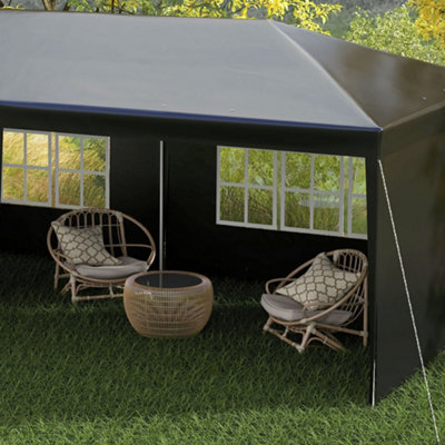 Outsunny 6m x 3m Garden Gazebo Marquee Canopy Party Tent Canopy Patio Black