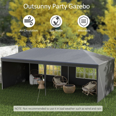 Outsunny 6m x 3m Garden Gazebo Marquee Canopy Party Tent Canopy Patio ...